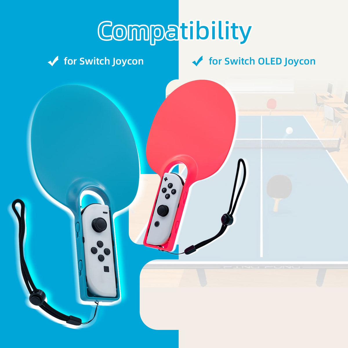 DOBE Table Tennis Racket for Nintendo Switch/Switch OLED Joy-Con (TNS-