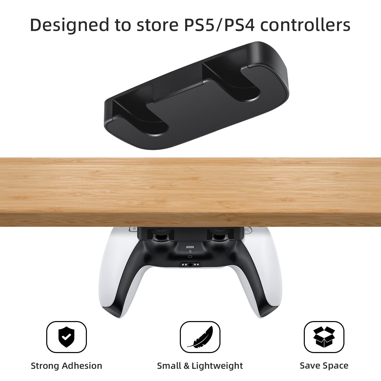 Under Desk Stand for PS5 PS4 Controller Black